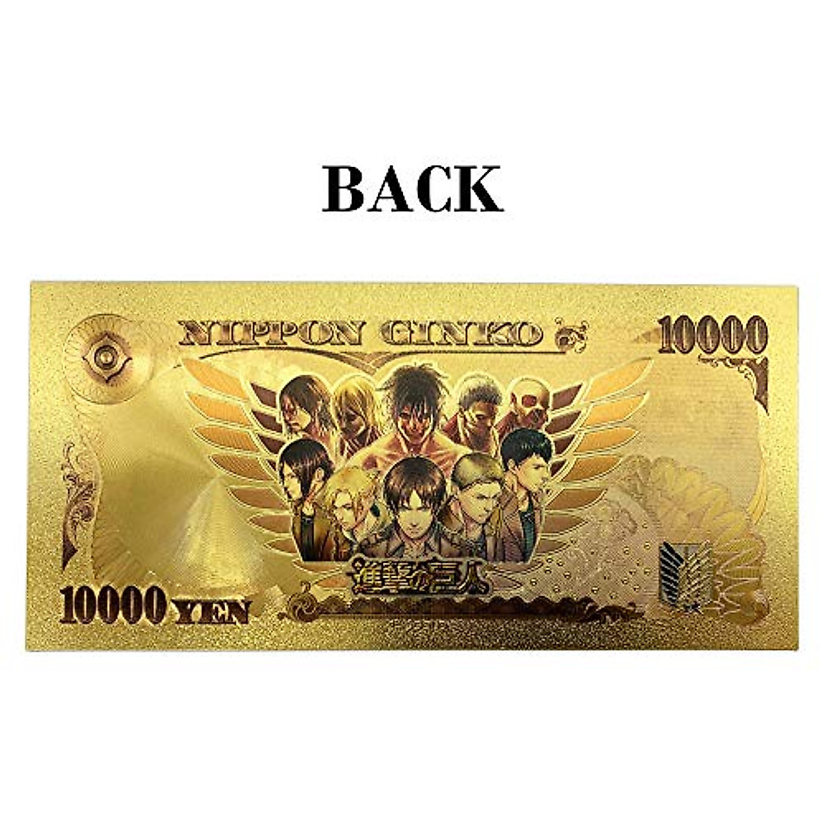 YJacuing Anime Attack on Titan Gold Coated Banknote, Limited Edition Collectible Bill Bookmark (6 PCS Collection)