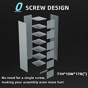 Yizosh Metal Locker with 6 Doors, Tall Steel Storage Lockers for Employees - 71" Locker Storage Cabinets for School, Gym, Home, Office, Garage (Grey)