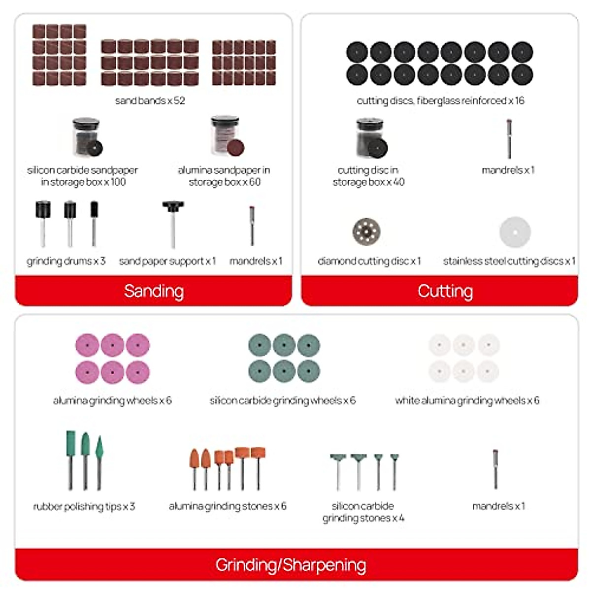 AVID POWER Rotary Tool Accessories Kit 360pcs, Rotary Tool Bits 1/8-inch Shanks Universal Fitment for Easy Cutting, Grinding, Sanding, Sharpening, Carving and Polishing