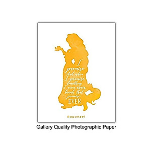 Quotes Posters - 8x10 Princess Wall Art Room Decorations - Home Decor Set for Girl Bedroom, Nursery - Cute Girly Gift for Rapunzel, Cinderella, Snow White, Ariel, Belle and World Fan print