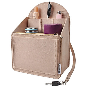 Vercord Felt Backpack Organizer Rucksack Insert Liner Inside Daypack Shoulder Bag Beige Large