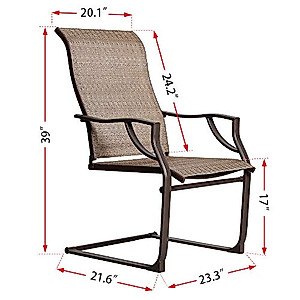 BALI OUTDOORS All-Weather Spring Motion Textile Patio Dining Chairs Set of 2 for Outdoor Lawn Garden Backyard