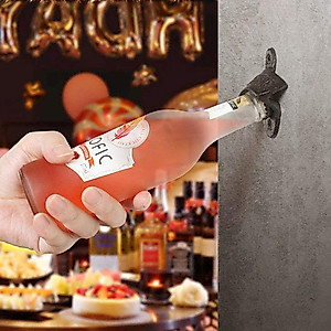 AYRXG 2 Pcs Wall Mounted Bottle Opener Vintage Beer Bottle Opener Suitable for Bars KTV Hotels Homes(Red bronze，Black)
