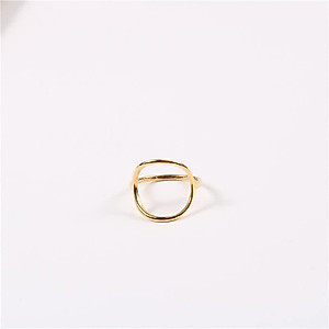 Beads & Pearls Jewelry 18K Gold Plated Stainless Steel Minimalist Trendy Geometric Open Circle Ring