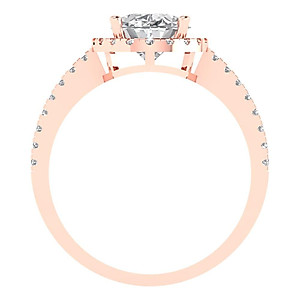 2.27 Ct Brilliant Oval Cut Clear Simulated Diamond 14K Rose Gold Solitaire with Accents Engagement Anniversary Ring Size 5.75