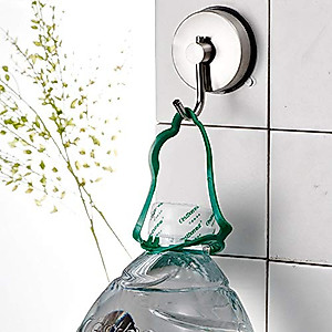 Heavy Duty Vacuum Suction Cup Hooks for Bathroom Shower Wall/Glass Door/ Mirror ,Waterproof Stainless Steel Hook for Hanging Shower Towel , Loofah,Coat ,Kitchen Pots Pans or Others Up to 22 lbs,2 Pcs