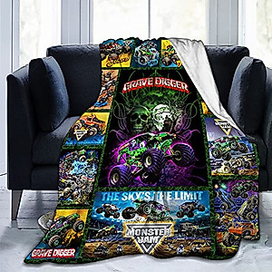 Drince LWBMEF Truck Blanket Cartoon Throw Blankets 50x40 Inch Anti-Pilling Flannel Soft Cozy Fleece for Sofa Bed Decor Boys Adults Birthday Gifts, Full