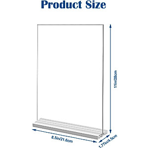 Cranviech 6 Pack 8.5 x 11 Acrylic Display Stand, Double-Sided Vertical, T-Shape Desktop, Clear Acrylic, Pedestal Base