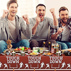 3 Pcs Football Party Tablecloths Plastic Football Field Tablecloths Rectangle Football Bowls Table Covers Football Touchdown Tablecloths for Game Day Baby Shower Birthday Party Supplies, 54 x 108 Inch