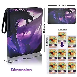 Card Binder for Trading Cards | 9 Pocket with 50 Sleeves up to 900 Cards | Holder Album School Choice for 1-18 Year Boys/Girls | Trading Card Binder Display Case (Card not included) (M1)