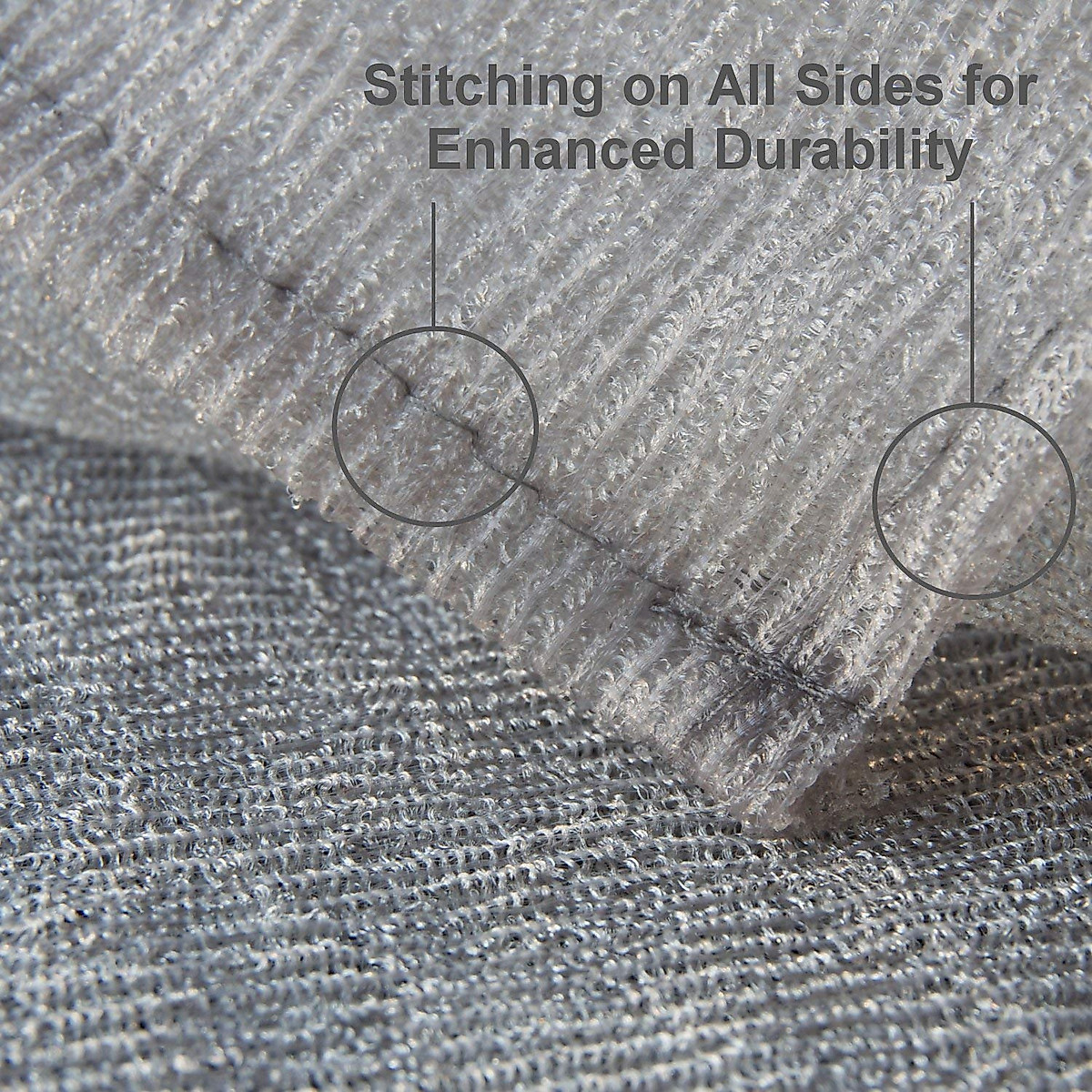 Mayberry Health and Home Extra Long (36 Inches) Exfoliating Bath Cloth (2 Pack) Gray Nylon Bath Towel, Stitching on All Sides for Added Durability