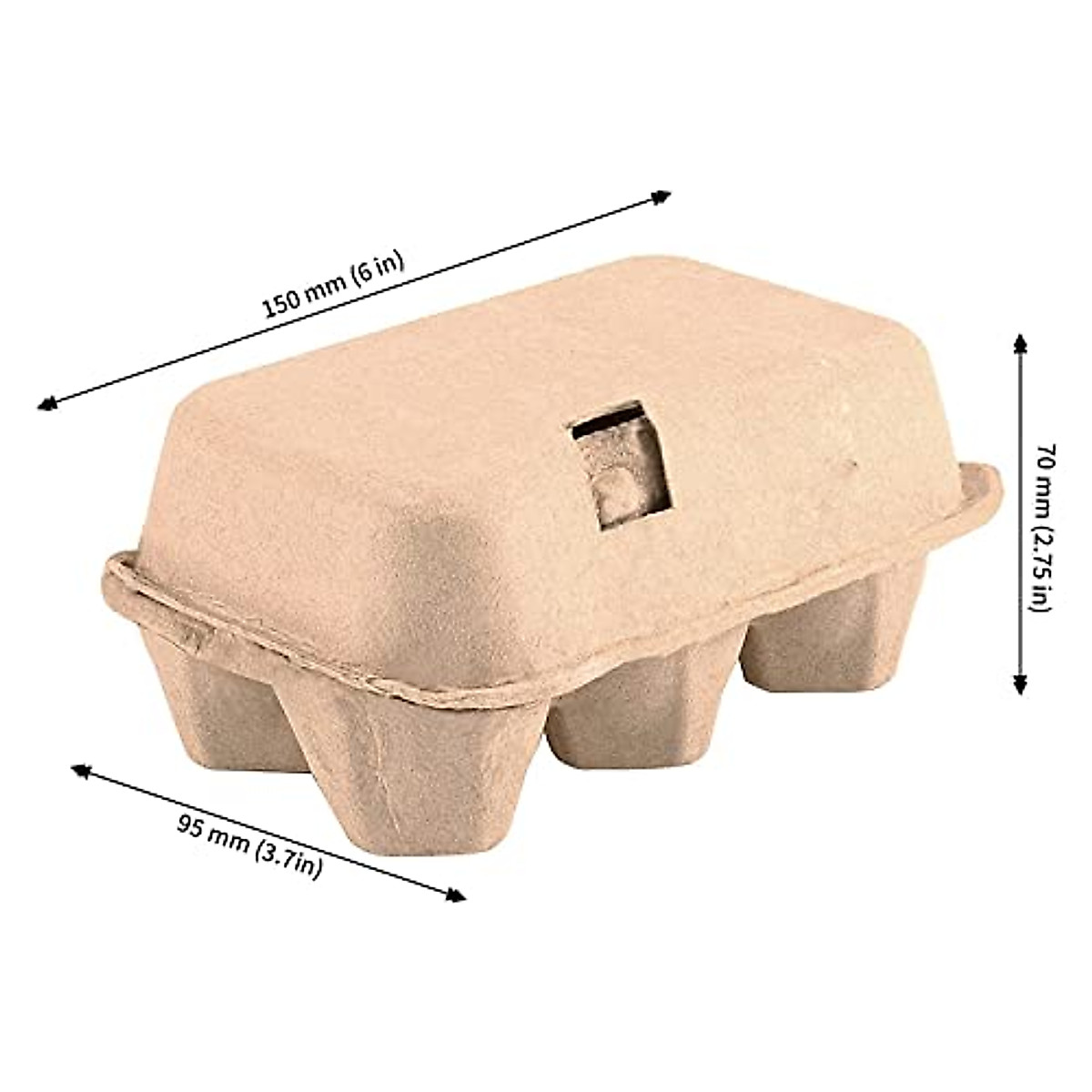 30 Pack Empty Egg Cartons,6 Pulp Fiber Egg Carrier Egg Storage Containers for Kitchen, Farm, Picnic,Travel, Brown,Reusable.