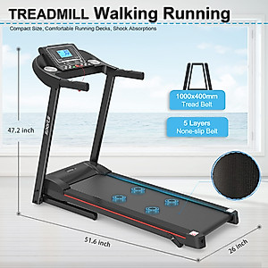Anwick Foldable Treadmill, 2.5HP Electric Walking Machine, 5'' LCD Screen, 250 LB Capacity, MP3, Steel, Black