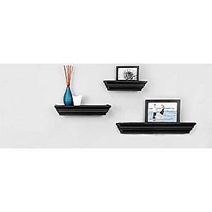 kieragrace Traditional Floating-Shelves, Set of 3 (12"W, 16"W, 24"W), Black