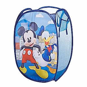 Idea Nuova Disney Mickey Mouse Pop Up Laundry Storage Hamper with Durable Carry Handles, 21" H x 13.5" W X 13.5" L, Blue