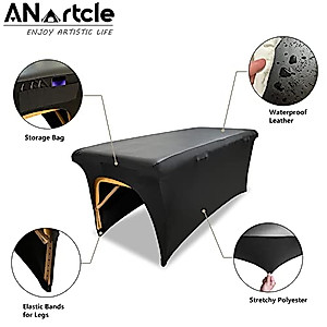 ANartcle Wipeable, Reusable & Waterproof Fitted Lash Bed Cover,Excellent Protective Cover for 6 ft Lash Bed or Massage Table,Vegan Leather Spa Bed Topper,Spa Bed Cover(72" x 30" x 30 ",Black)