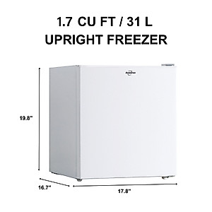 Koolatron 1.7 Cu Ft Compact Fridge With Freezer, White, Compressor Mini Fridge, Reversible Door, Flat Back, Removable Shelf, For Snacks, Frozen Meals, Beverages, Beer, College Dorm, Office, Rec Room