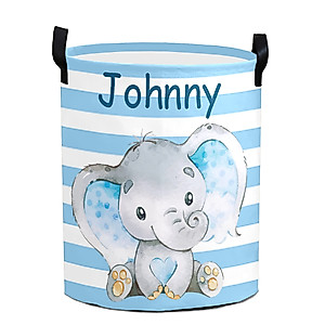 Personalized Baby Laundry Basket with Name for Boy Girls Custom Baby Laundry Hamper with Handle Animal Collapsible Organizer Storage for Bedroom Living Room Home Decor