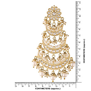 I Jewels Gold Plated Indian Wedding Bollywood Stunning Antique Finish Chandbali Kundan & Pearl Earrings for Women (E2859)