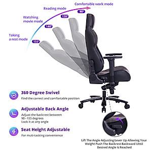 Big and Tall Gaming Chair 440LBS Gaming Chair with Metal Base Memory Foam Lumbar 4D Adjustable Armrest Gaming Chair for Heavy People Ergonomic High-Back Computer Chair