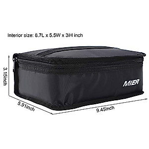 MIER Insulated Lunch Box Bag Expandable Lunch Pack for Men, Women, Kids, Black