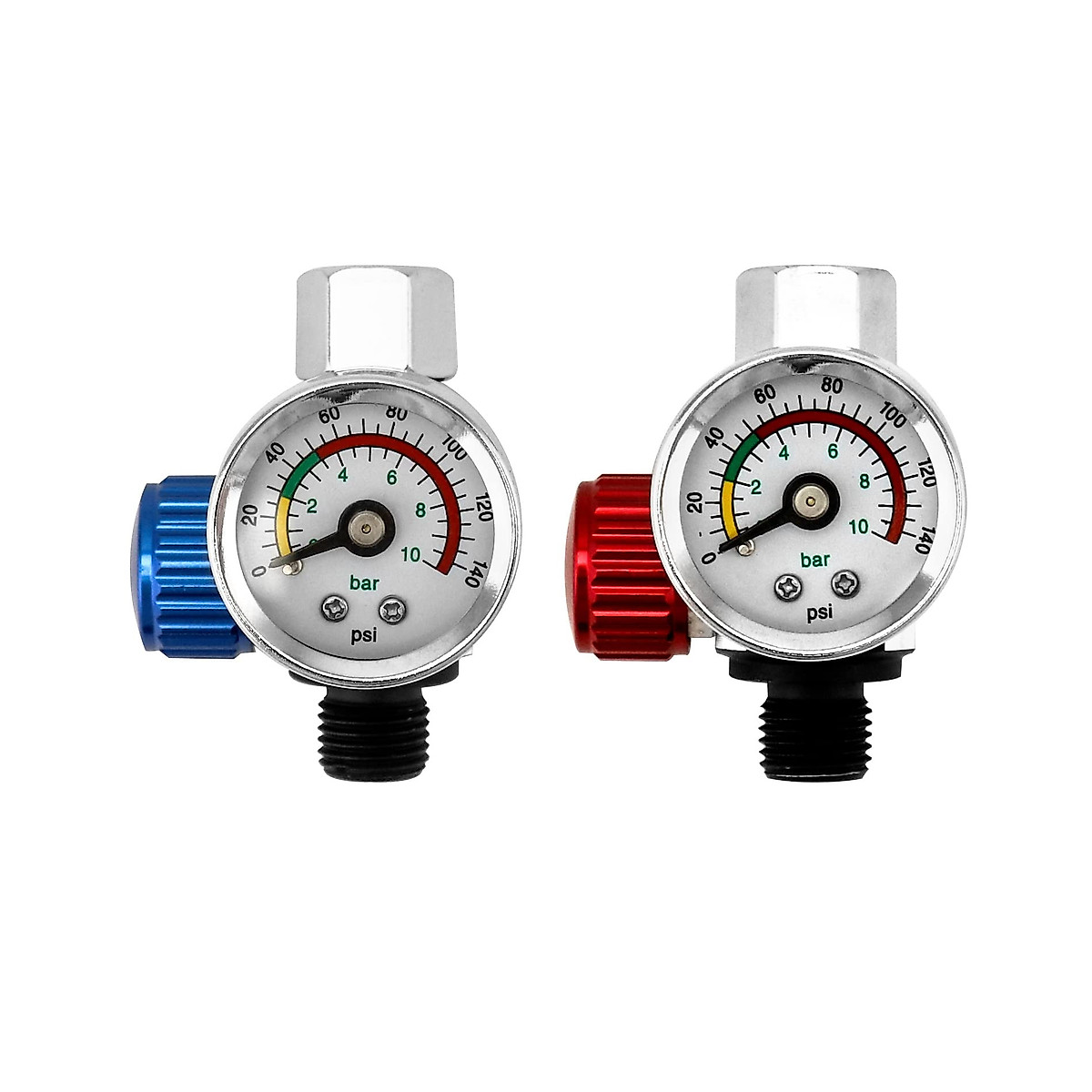 QWORK Air Pressure Regulator Kit, 1/4"-G Spray Paint Gun Air Adjusting Valve Regulator for Air Guns, Spray Guns and Air Tools, Airflow Regulator with Gauge and Adapter