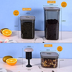 KALAR Vacuum Sealer Airtight Food Storage Containers with lids,Vacuum Sealed Containers for Food,Reusable&Stackable Airtight Containers Set, Great for Marinating Meat & Food-3pc（Grey）