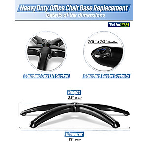 Sytopia 28" Heavy Duty Office Chair Base Replacement with Wheels (Set of 5), Metal Desk Chair Base