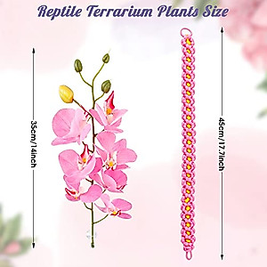 Reptile Plants, Amphibian Hanging Plants, Reptile Terrarium Plants Gecko Tank Accessories with Suction Cups Plants Terrarium Decor for Hermit Crab Lizards Geckos Snake Reptile, Pink (AMFB005)