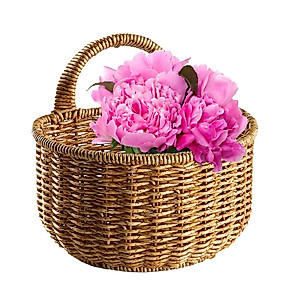 Woven Storage Basket Wicker Wall Mounted Hangings Basket Storage Small Basket with Home Decoration for Plants, Toys, Towels Shakven