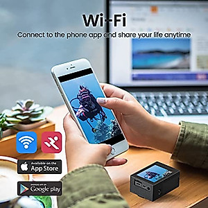 HLS 4k Action Camera Waterproof with 3 Batteries,Underwater Camera with Wide Angle Lens,Outdoor Sports Camera with Selfie Stick Kit & Remote Control