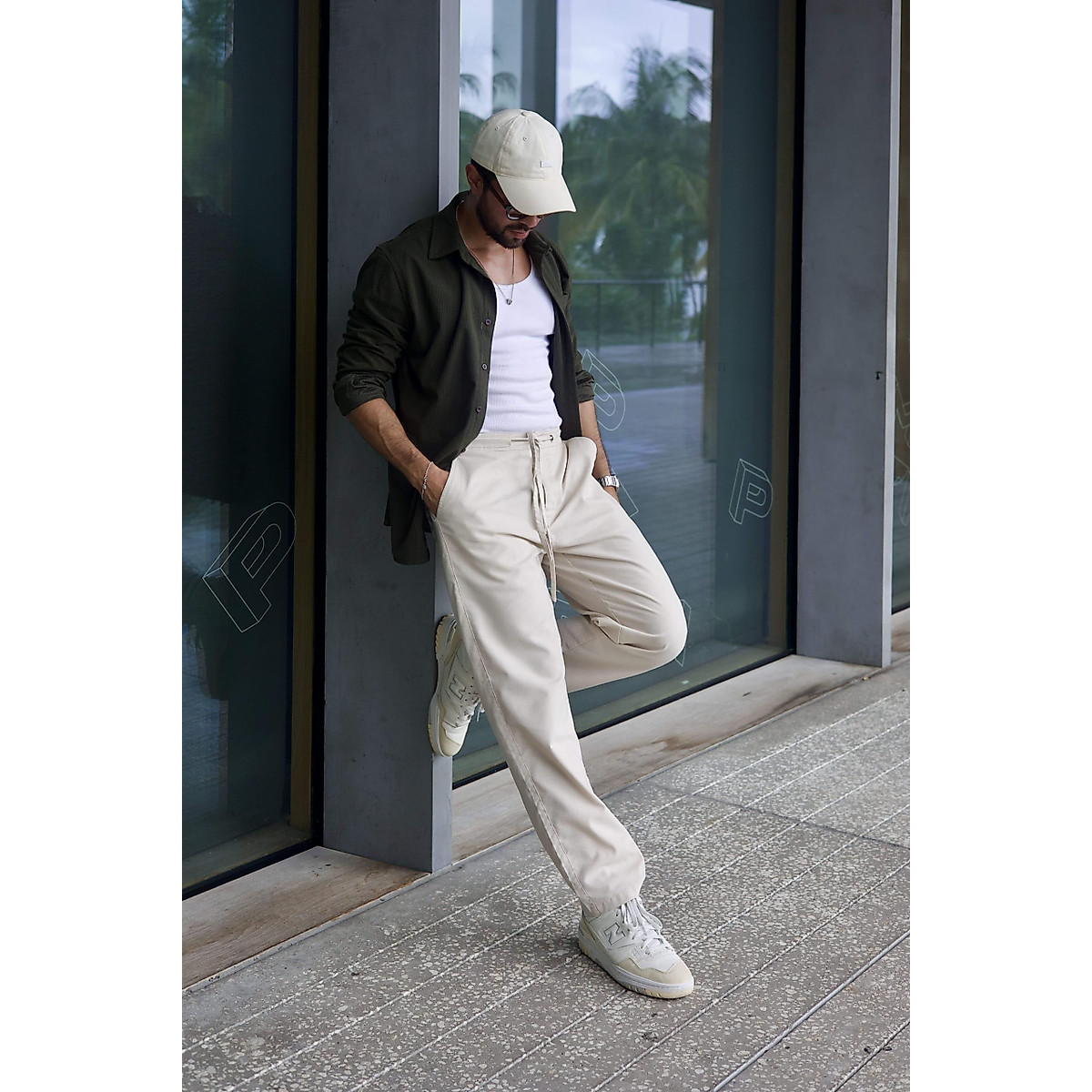 COOFANDY Men's Corduroy Shirt Jacket Slim Fit Button up Work Shirt with Two Flap Pockets Army Green