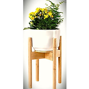 ZPirates Plant Stand Indoor - Bamboo Wood, Full Adjustable, Holds 8 10 and 12 Inch Planter Pots - Holder for Plants and Flowers