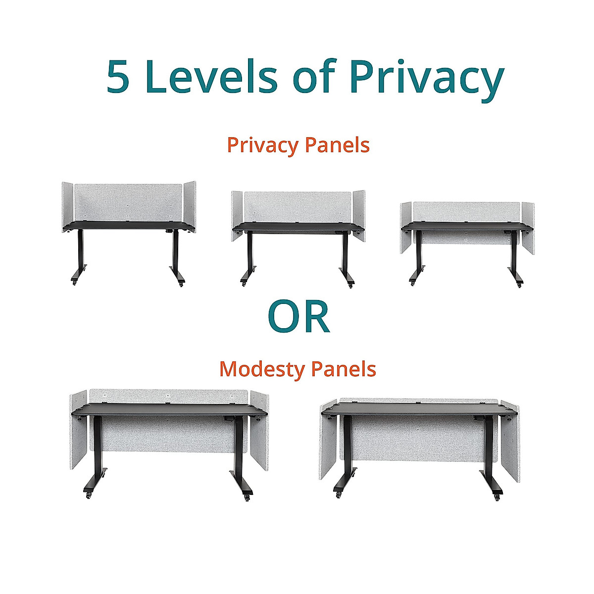 Stand Up Desk Store ReFocus Clamp-on Acoustic Desk Divider Privacy Panel That Reduces Noise and Visual Distractions (Cool Gray, 47.25" X 23.6")
