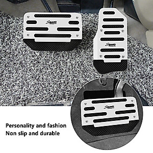 2PCS Non- Slip Automatic Transmission Pedal Covers Replacement Kit,Aluminum Alloy Gas Pedal&Brake Pedal Cover Sporty Car Decor,Universal Car Accessories for Car Safty (Silver/2pcs)