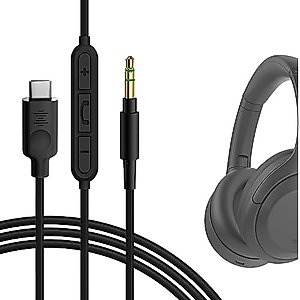 Geekria USB-C Digital to Audio Cable with Mic Compatible with Sony WH-ULT900N WH-1000XM5 WH-XB920N Cable, Replacement Type-C Audio Cord with Inline Microphone and Volume Control (4 ft/1.2 m)