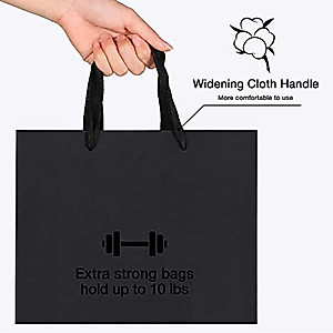 Aimyoo Black Paper Bags with Handles 10 Pack, Medium Gift Bags for Retail Small Business Merchandise Shopping Party,10x8x4.25 inch