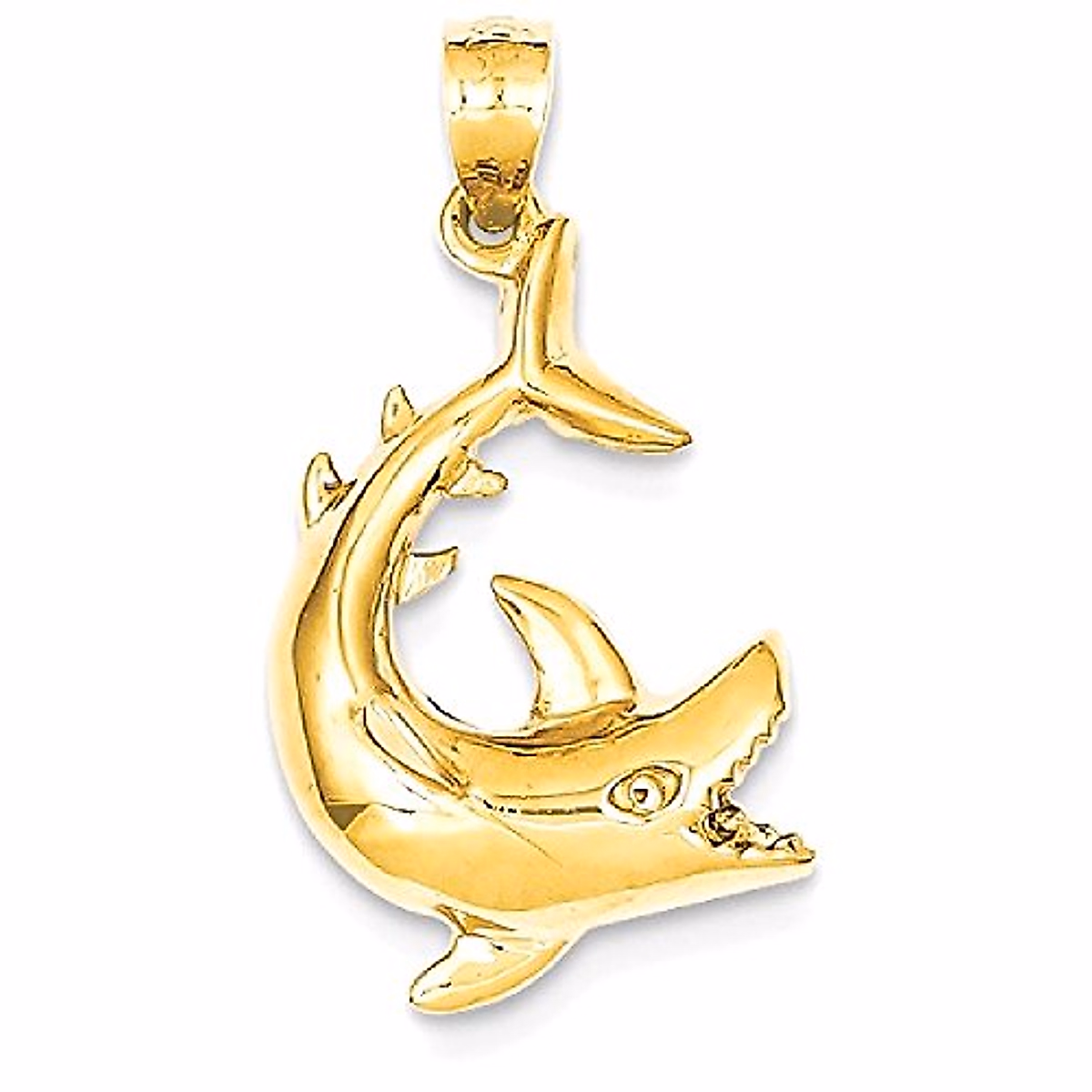 IceCarats 14K Yellow Gold Shark Necklace Charm Pendant 27mm x 13mm Only