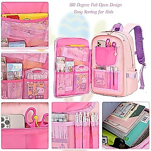 Dorlubel Girls Backpack Elementary School Bunny Backpack for girls Kindergarten Preschool Bookbag With Tote Bag (Blue Bunny Set)