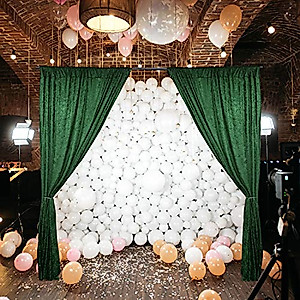 AK TRADING CO. 10 feet x 10 feet Lush Velvet Backdrop Drapes Curtains Panels with Rod Pockets - Wedding Ceremony Party Home Window Decorations - Hunter Green