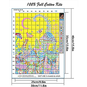 Stamped Cross Stitch Kits, Mushroom Needlepoint Butterfly Counted Cross Stitch Kits for Adults Beginners,Full Range of Cross-Stitch Stamped Kits Needlecrafts for Home Wall Decor Cross Stitch Patterns