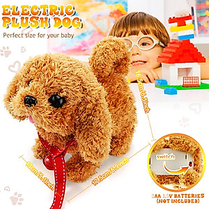 3 Pcs Plush Dog Toys for Kids, Electronic Interactive Pet Dog, Real Dog, Stuffed Toy Dogs That Walk and Bark Tail Wagging, Realistic Puppy Electric Walking Animals Electronic Pets for Little Teen Gift