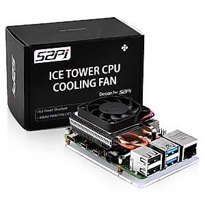 GeeekPi Fan for Raspberry Pi 4, Ultra Thin ICE Tower Cooler for Raspberry Pi, PWM Cooling Fan with Aluminum Heatsink for Raspberry Pi 4 Model B Only
