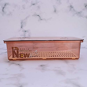Storage Box for Silverware：Cabilock Plastic Chopsticks Storage Drainer Flatware Tray Kitchen Drawer Organizer Silverware Box With Lid Dust Proof Dinnerware Holder Silverware Utensil Cutlery Tableware Spoon Forks Storage Box brown