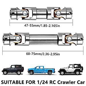 2Pcs SCX24 Driveshaft Stainless Steel Center Drive Shaft for Axial SCX24 XC-1 1/24 RC Crawler Upgrade