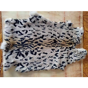 Bobcat Print Tanned Rabbit Fur Pelt Hide (10" by 12" Rabbit Pelt with Sewing Quality Leather)