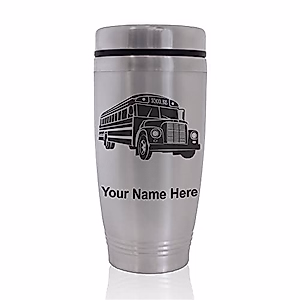 SkunkWerkz Commuter Travel Mug, School Bus, Personalized Engraving Included