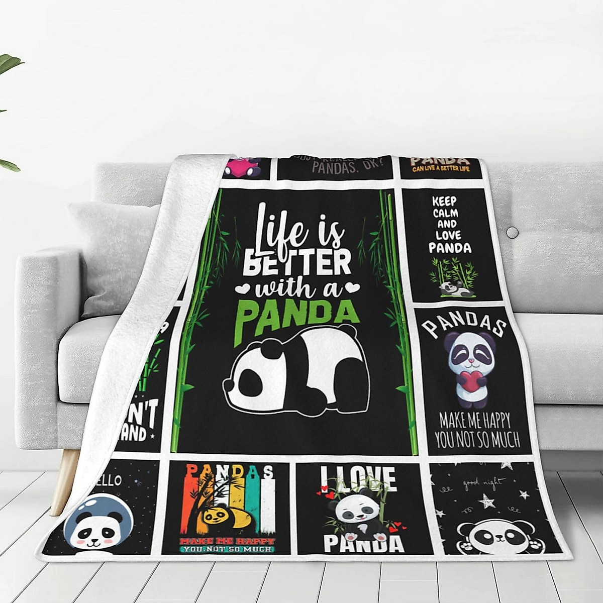 Panda Flannel Blankets Super Soft and Warm Throw Blanket for Couch Sofa Gifts for Girls Boys Kids