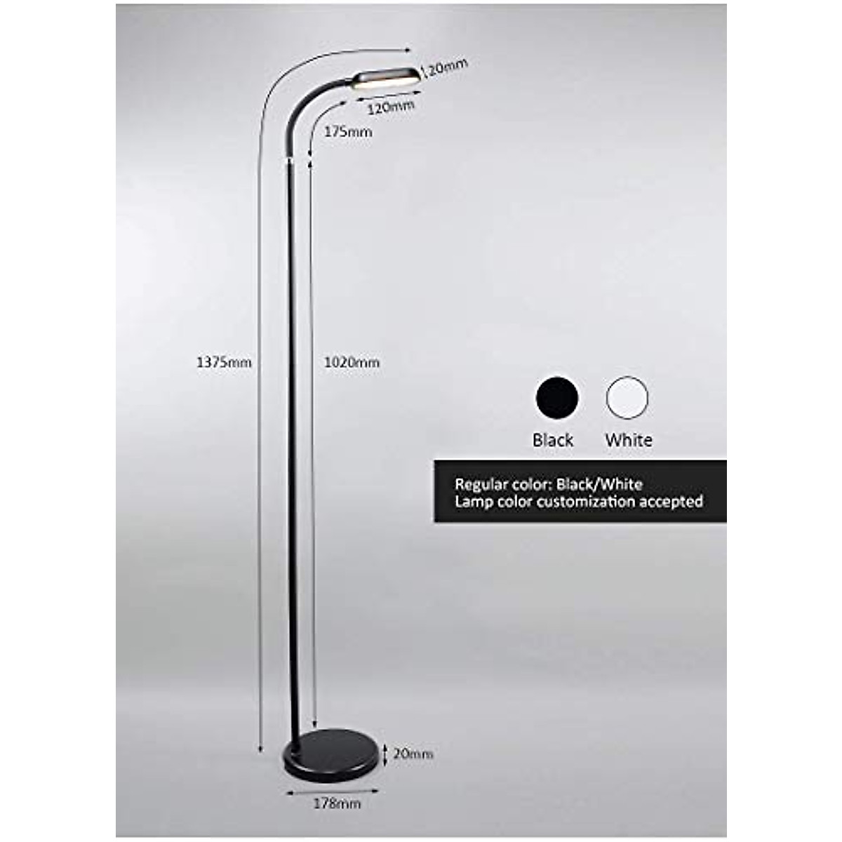 LIGHTACCENTS Lumos Cordless LED Floor Lamp Rechargeable Battery Operated Portable Dimmable Reading Light - Adjustable LED Light - Floor Lamp for Bedrooms- LED Light