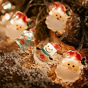 Bright 20 FT Christmas LED String Light, 40 LED Battery Operated Christmas Garland with Remote Santa Claus Pine Tree Fairy String Lights for Indoor Outdoor Xmas Fireplace Mantel Decorations (20 FT)